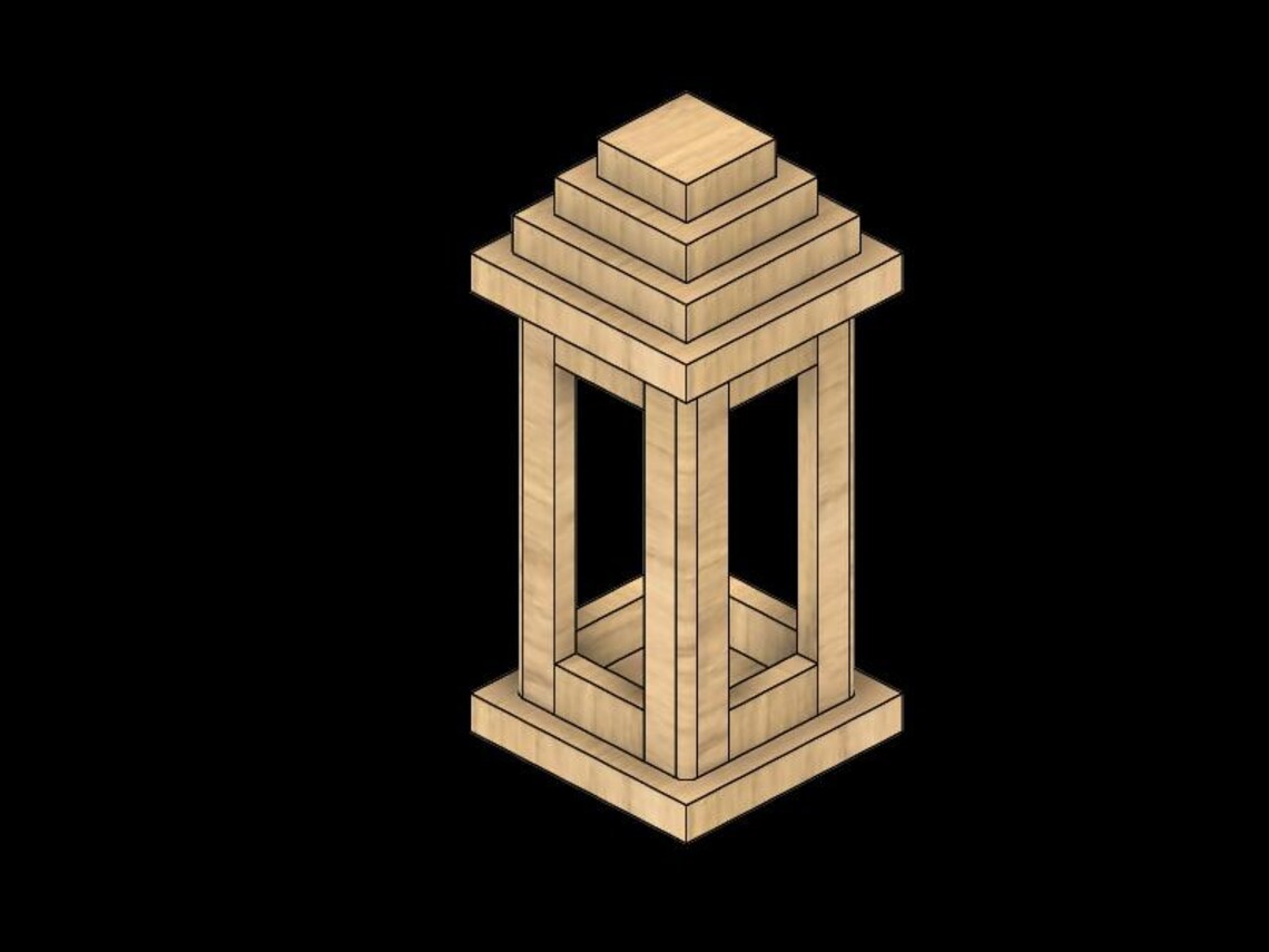 DIY Lantern Woodworking Plans – Rustic Wooden Lantern Build Drawing ...