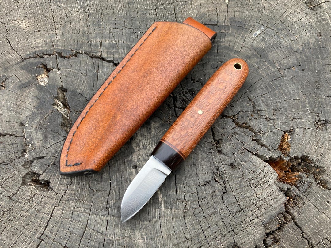 Handmade Hidden Tang Edc/whittling Knife With Sheath—3/16” 1095 Carbon ...
