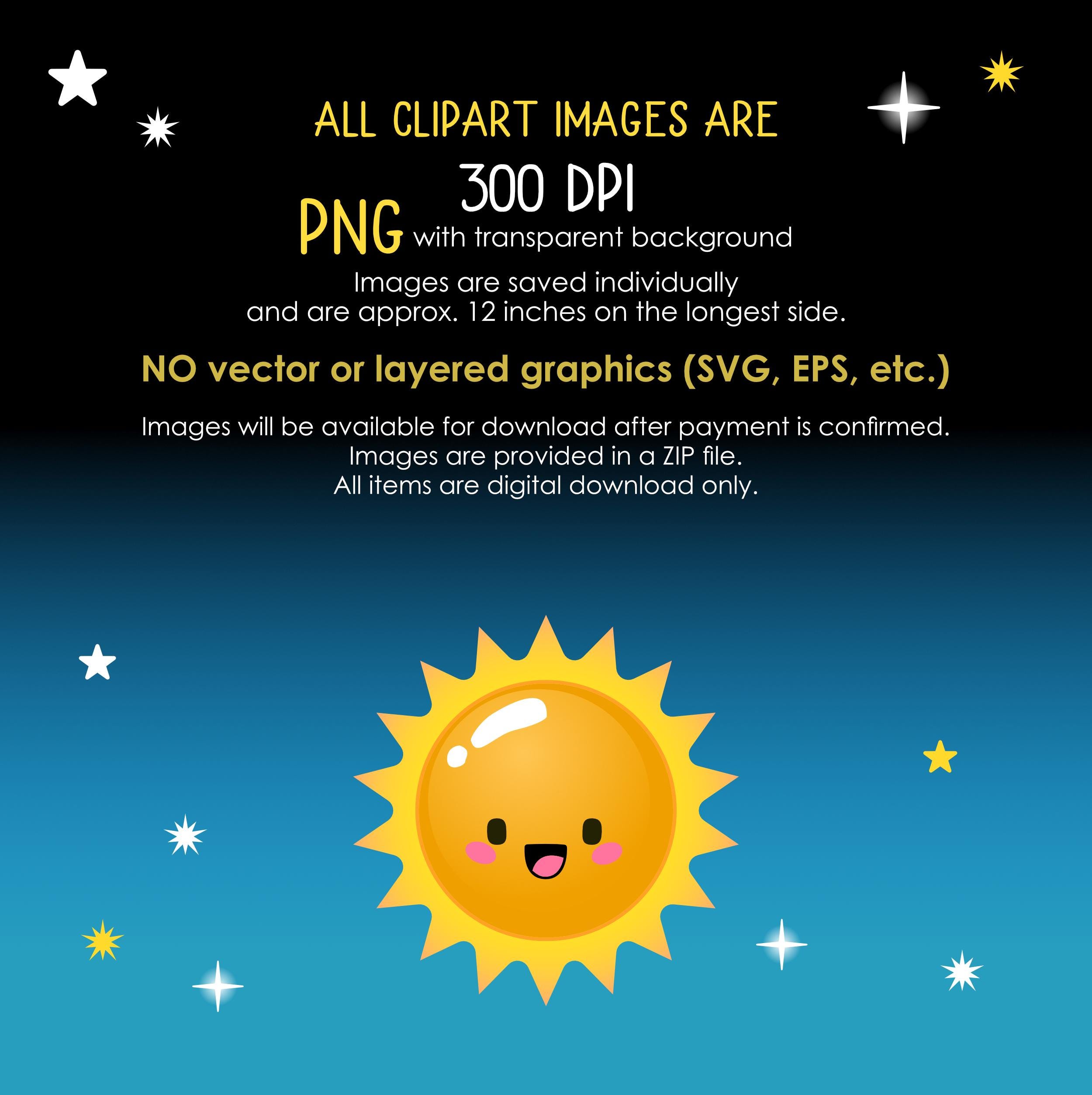 Cute Solar System Clipart, Kawaii Sun Moon and Planets PNG ...