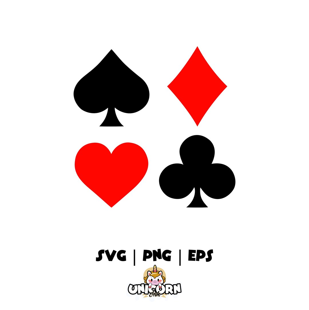 Classic Playing Card Suit SVG, Classic Spade, Heart, Club, Diamond Svg ...