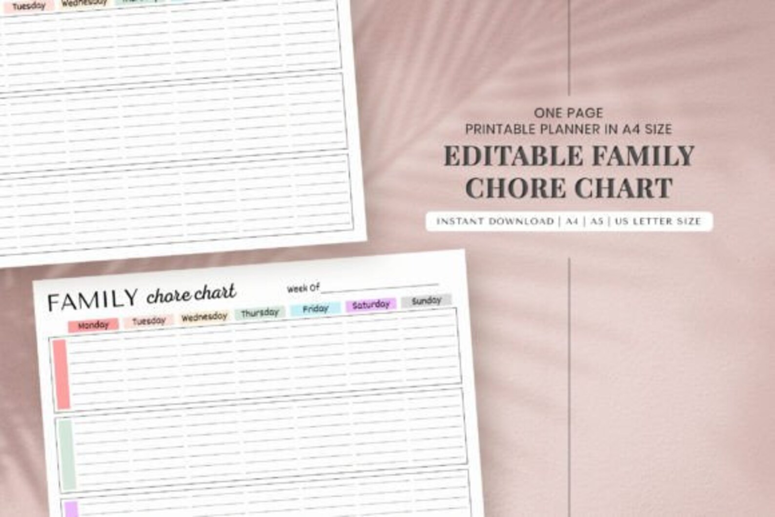 Chore Chart, Family Planner, Editable Planner, Printable Planner ...