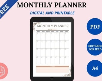 Monthly Planner Goodnotes Template, Undated Monthly Planner, Monthly ...