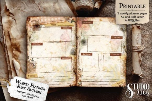 Junk Journal Printables, Planner Stickers, Bullet Journal Kit, Vintage ...