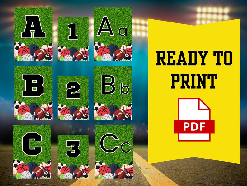 Sports Theme Alphabet and Numbers, Classroom Decor (PDF Pattern) - Etsy
