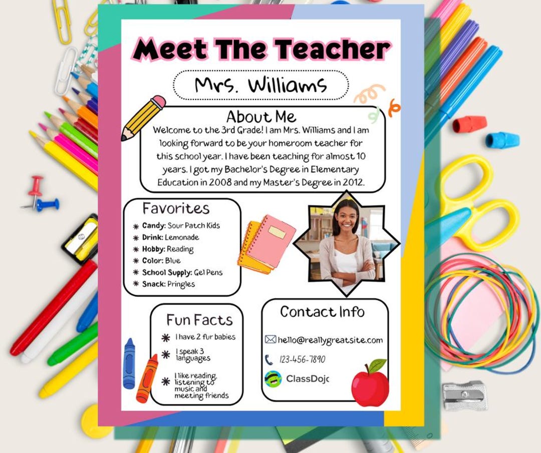 Editable Meet the Teacher Template, School Open House (digital Download ...