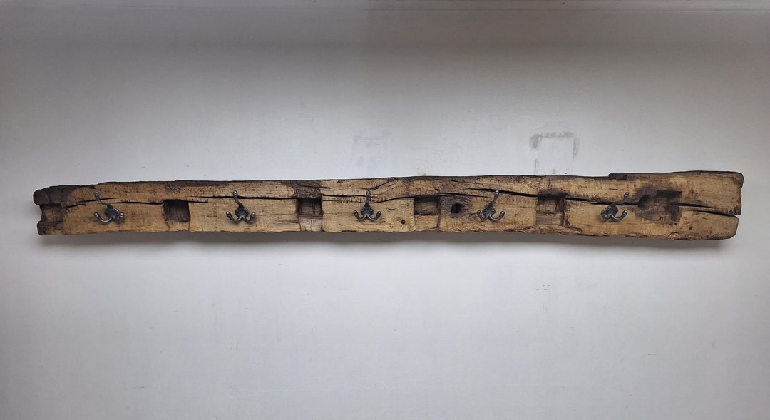 Large Reclaimed Oak Wooden Beam Coat Rack - Etsy