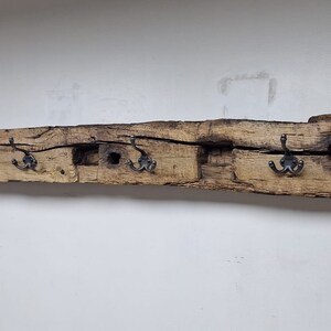 Large Reclaimed Oak Wooden Beam Coat Rack - Etsy