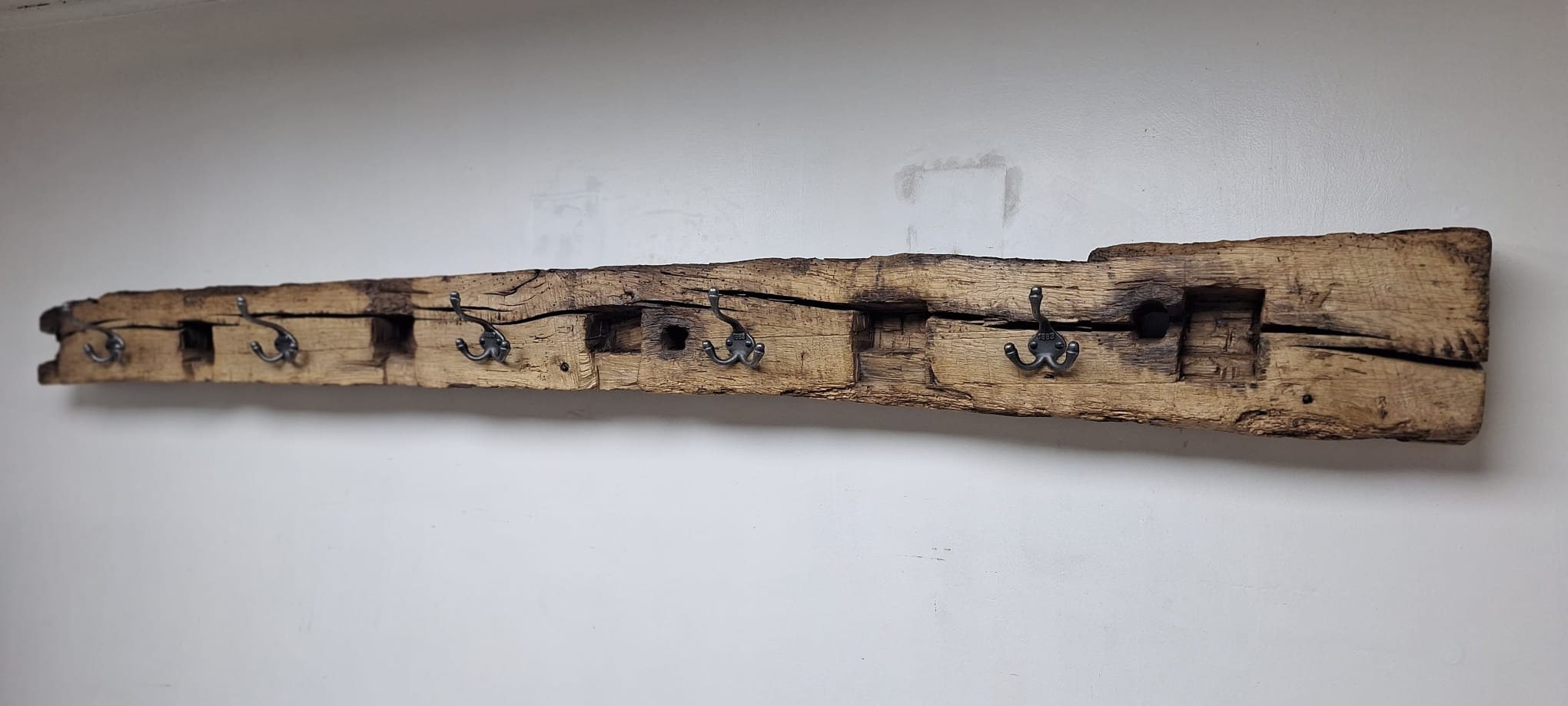 Large Reclaimed Oak Wooden Beam Coat Rack - Etsy
