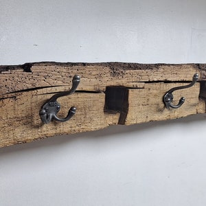 Large Reclaimed Oak Wooden Beam Coat Rack - Etsy