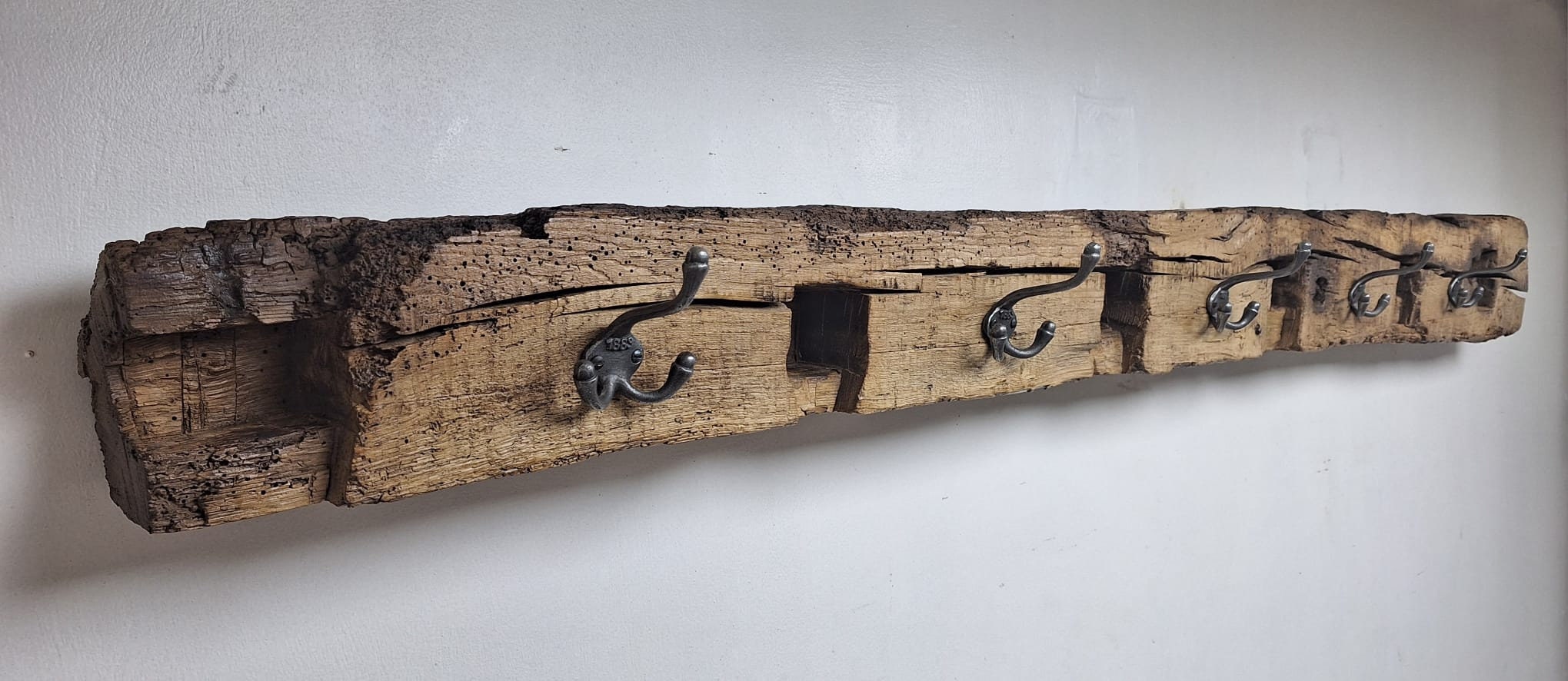 Large Reclaimed Oak Wooden Beam Coat Rack - Etsy