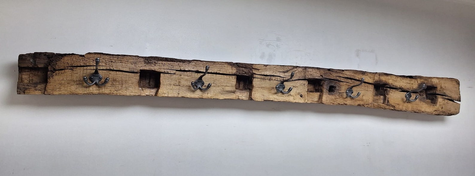 Large Reclaimed Oak Wooden Beam Coat Rack - Etsy