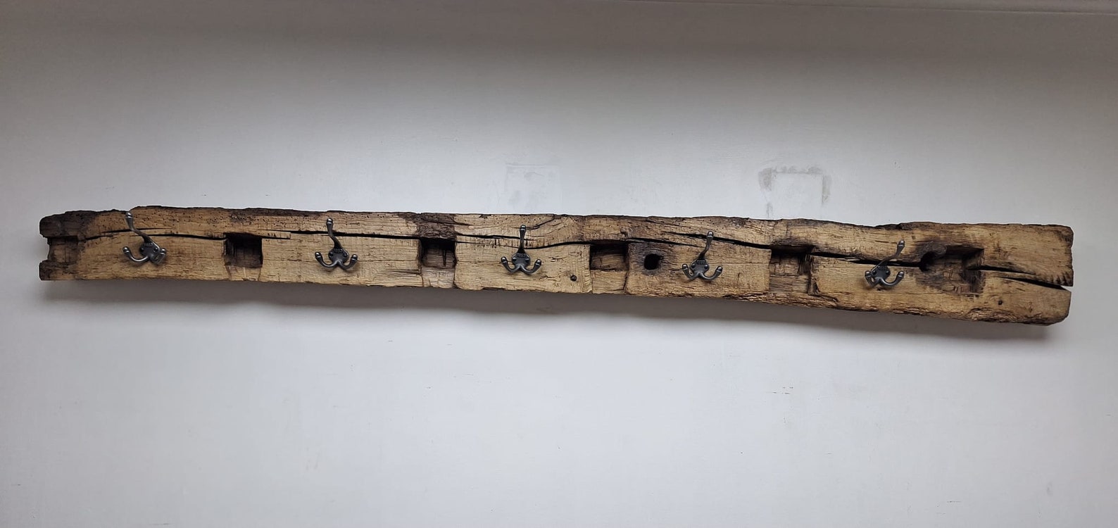 Large Reclaimed Oak Wooden Beam Coat Rack - Etsy