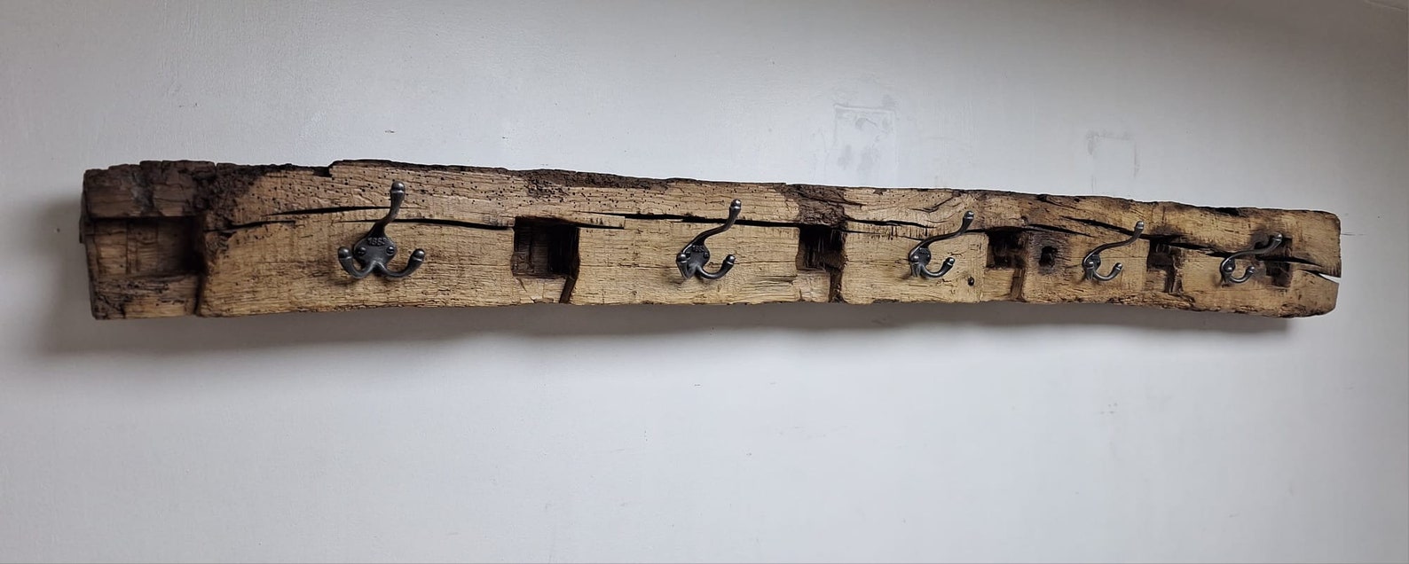 Large Reclaimed Oak Wooden Beam Coat Rack - Etsy