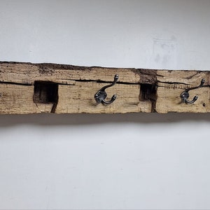 Large Reclaimed Oak Wooden Beam Coat Rack - Etsy