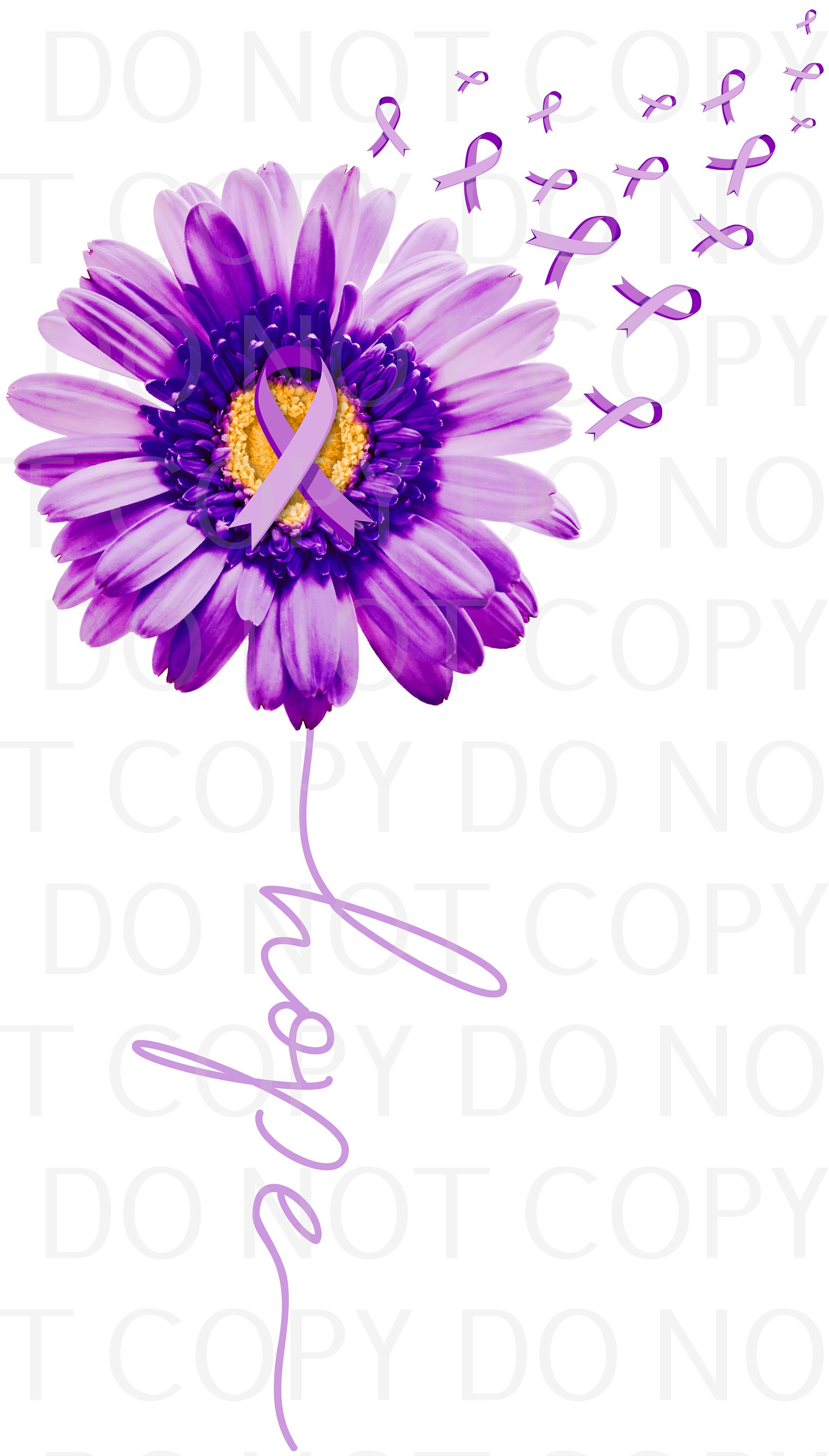 Purple Awareness Ribbon Daisy Faith Fight Believe Hope Love | Etsy