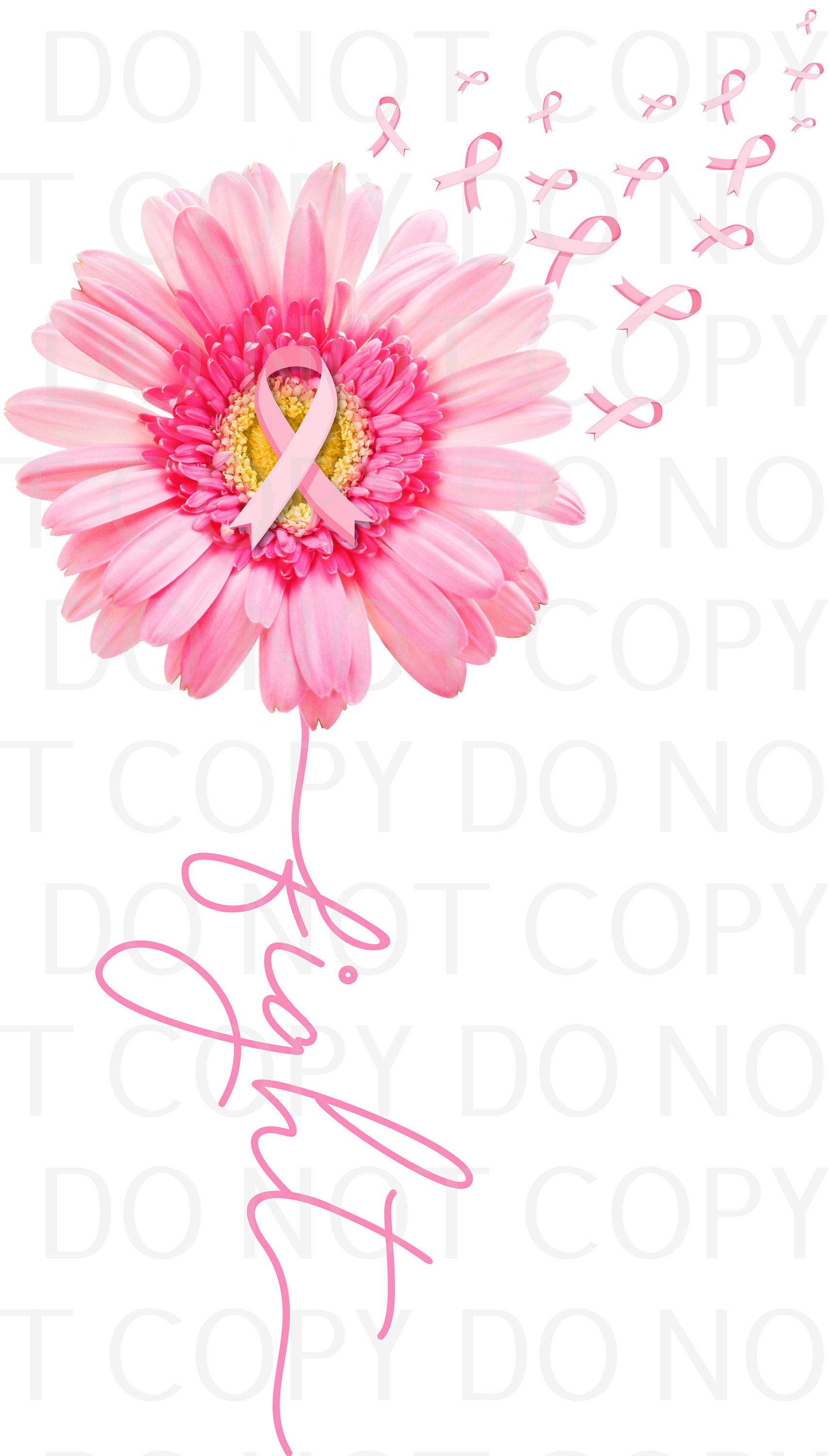 Pink Awareness Daisy Ribbon Faith Fight Believe Hope Love - Etsy