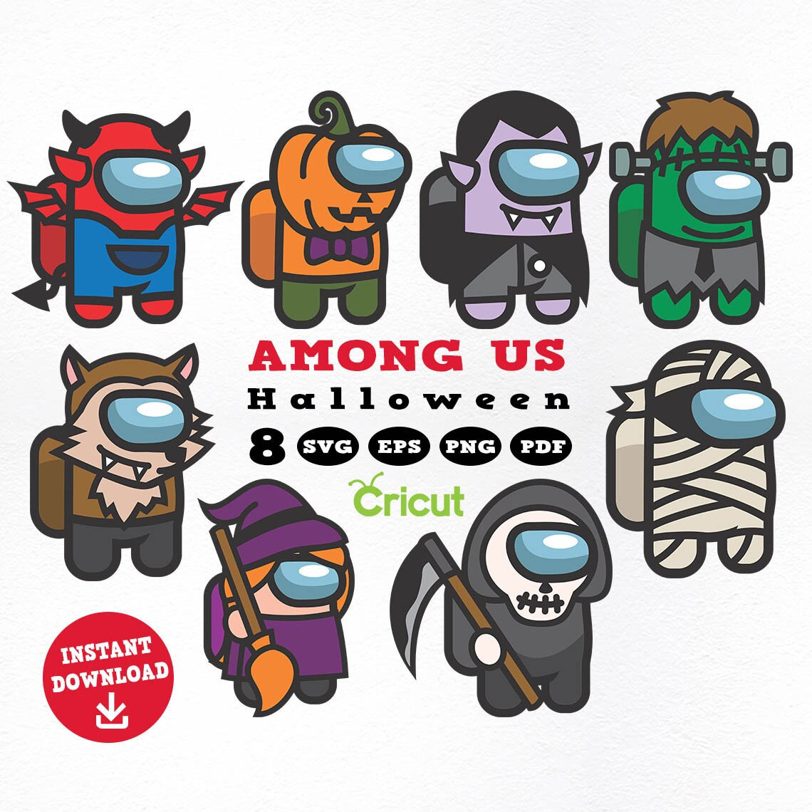 Among Us Halloween SVG, Halloween Clipart, Pumpkin SVG, Witch SVG ...