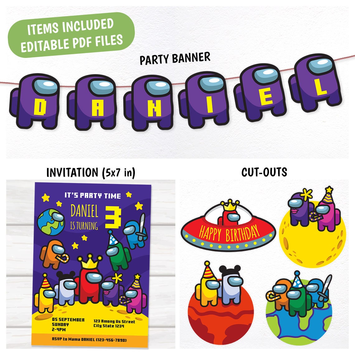 NEW Among Us Planet Birthday Party Decorations, Among Us Space Party ...