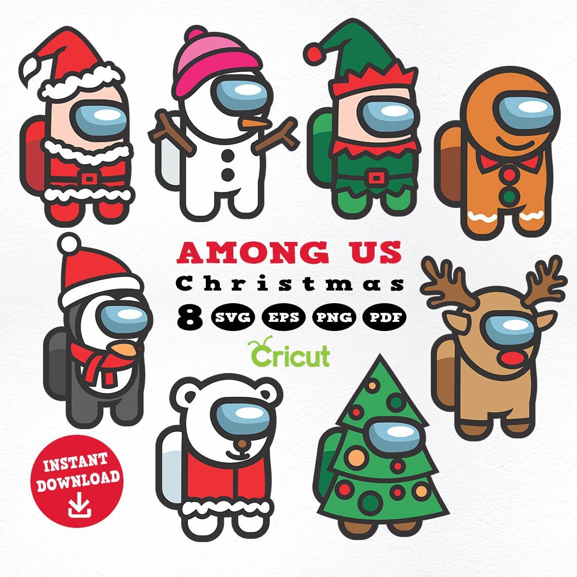 Among Us Christmas SVG, Christmas Clipart, Santa Claus SVG, Elves Svg ...