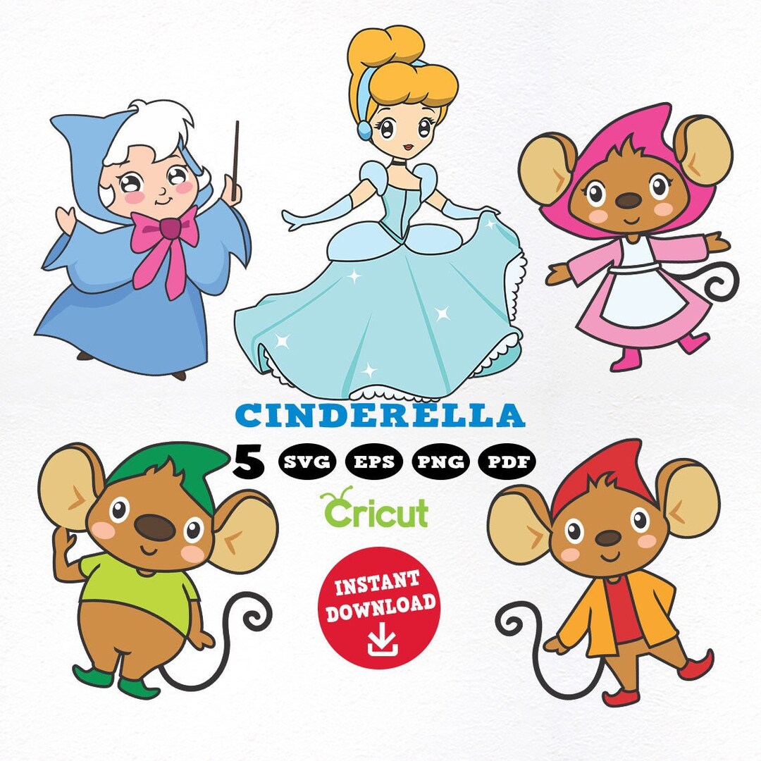 Cute Cinderella LAYERED SVG Bundle, Princess SVG, Cinderella Clipart ...