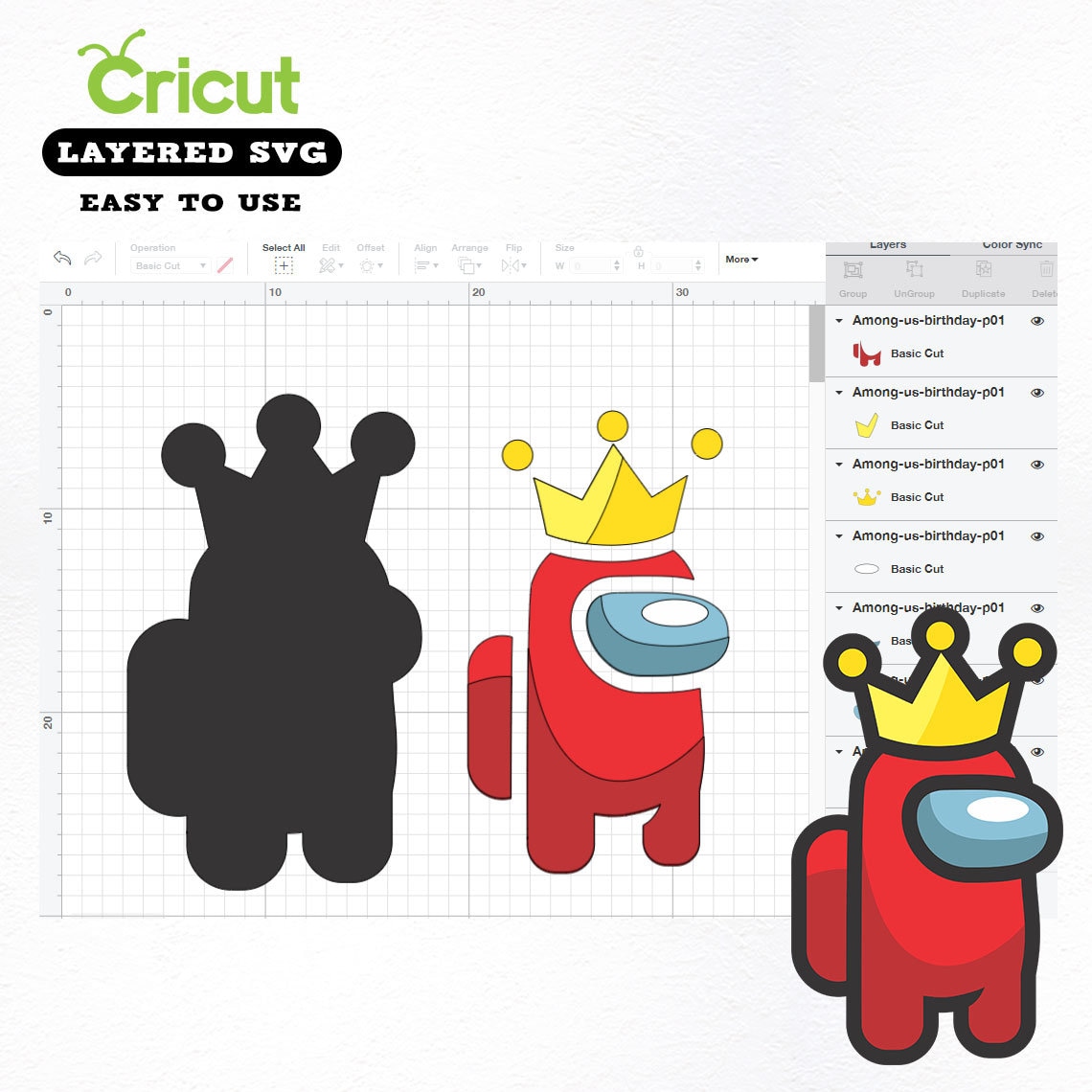 Among Us SVG Layered, Among Us Birthday Clipart, Cut File, Among Us ...