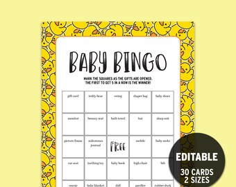 Duck Baby Shower Bingo - Etsy