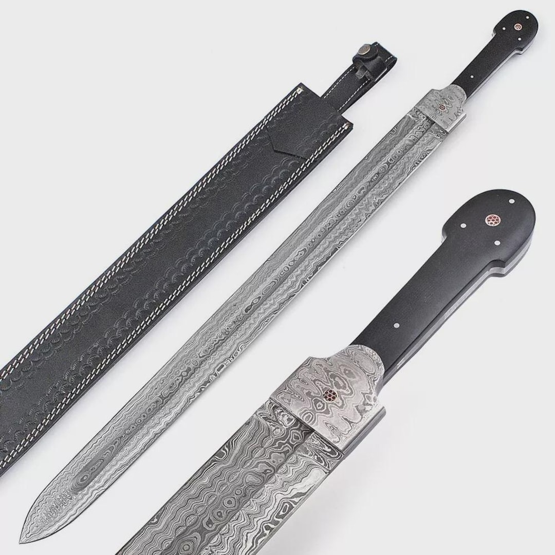 Custom Handmade Damascus Steel Sword With Micarta Handle - Etsy