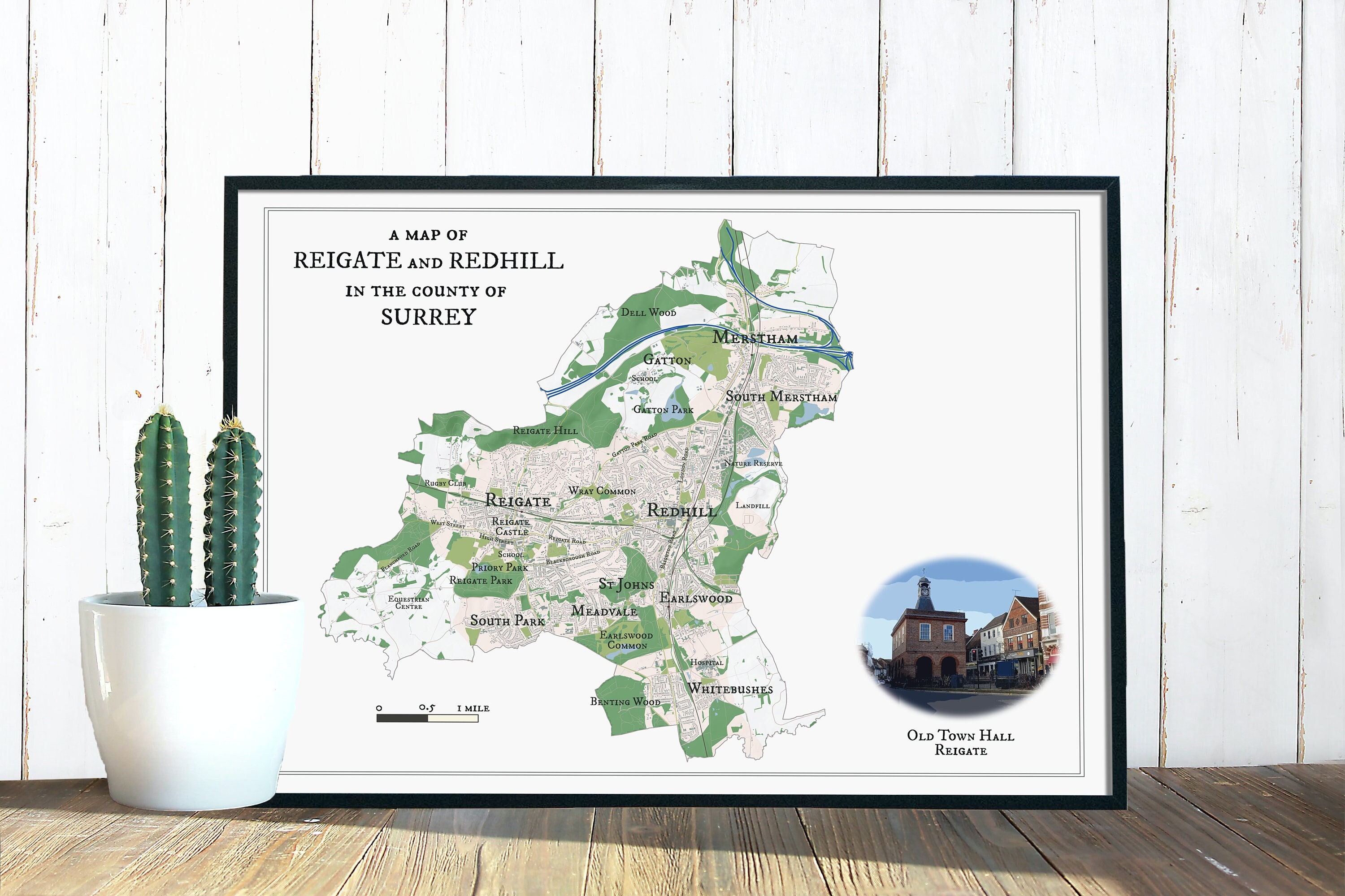Antique-style Map of Reigate - Etsy