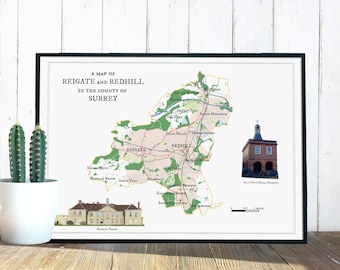 Old Map of Reigate - Etsy UK