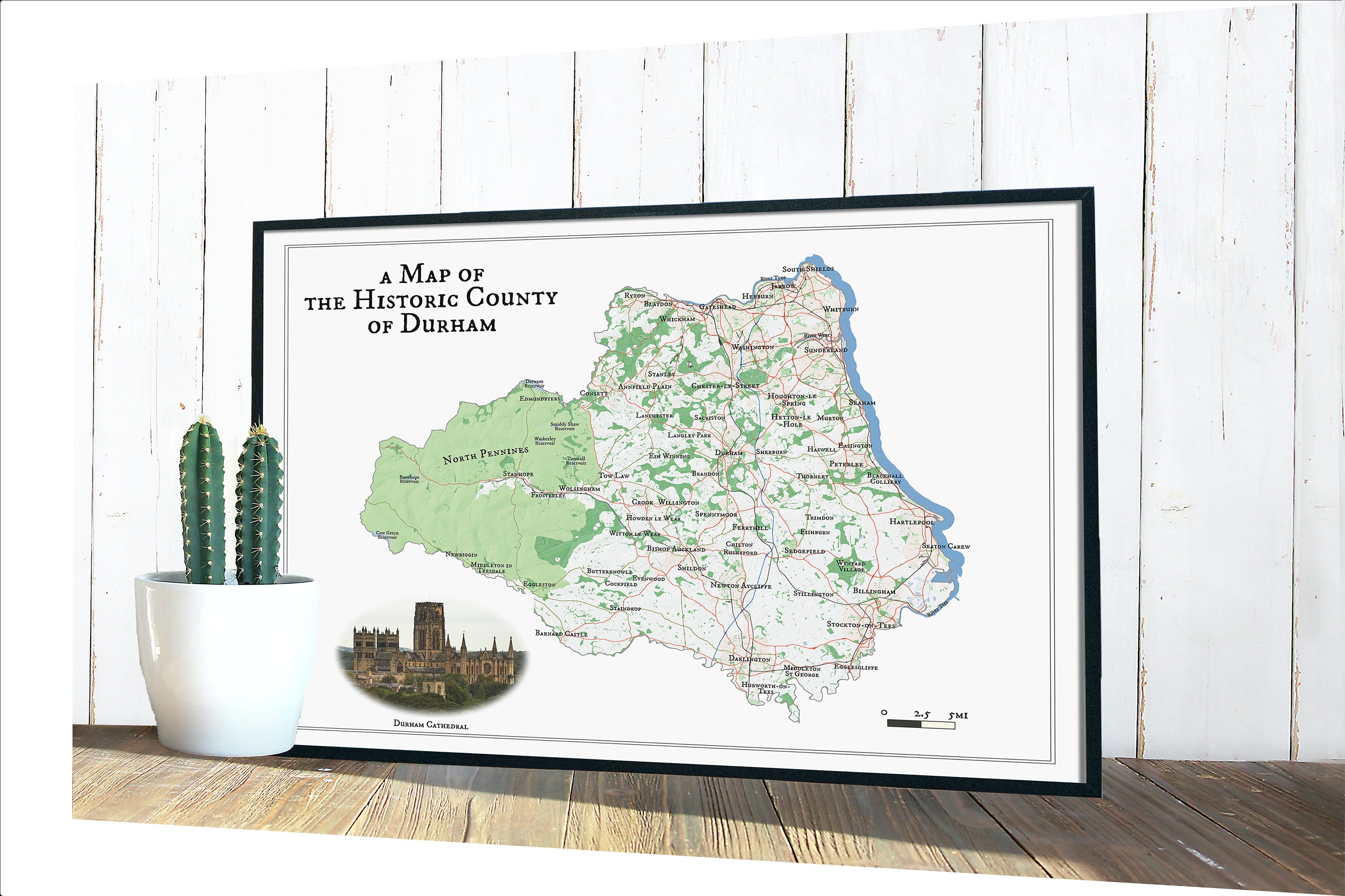 Map of the Historic County Durham - Etsy
