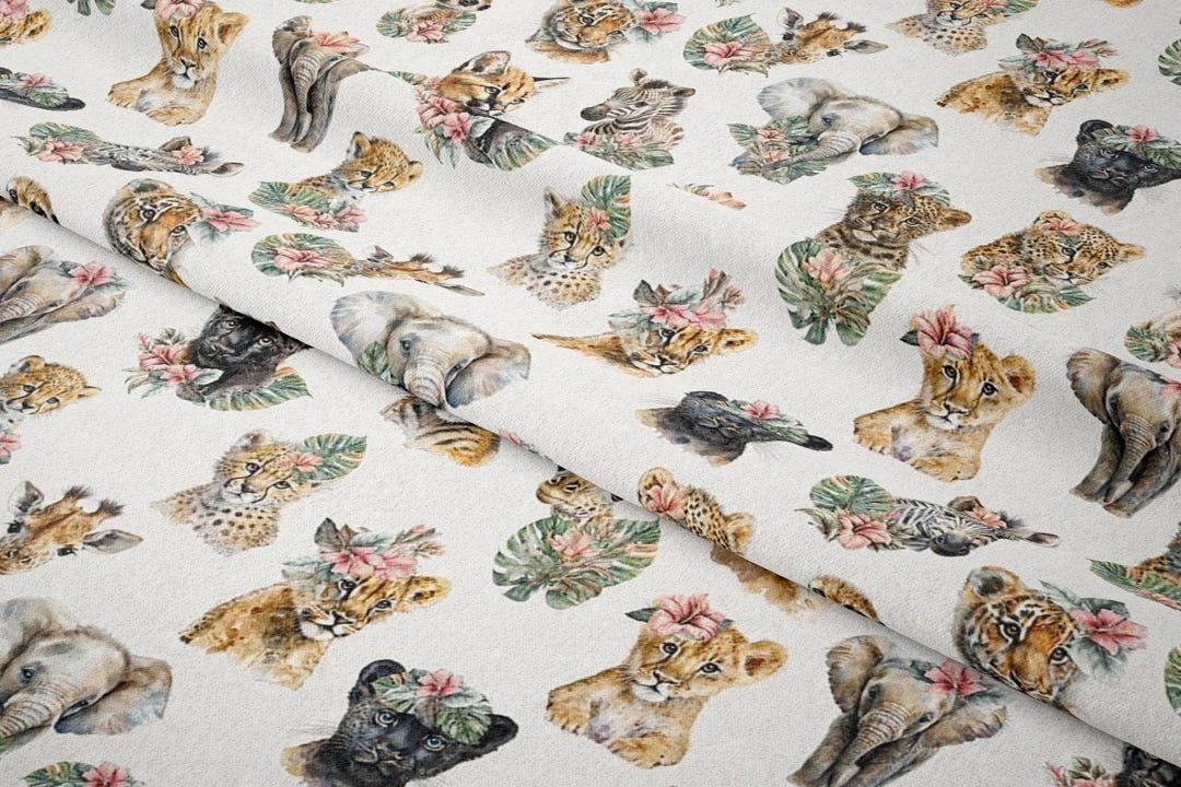 Baby Safari Animals Patterned Fabric Decorative Printed Fabric Indoor ...