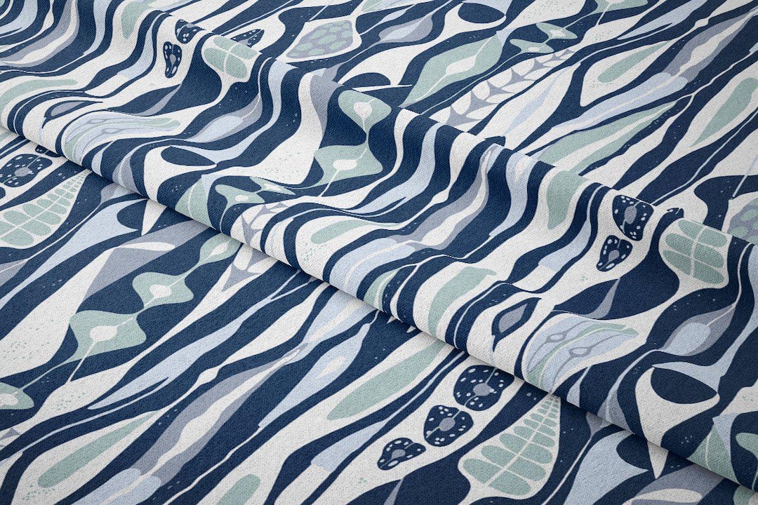 Blue Geometric Upholstery Fabric: Mid-century Modern Abstract Design - Etsy