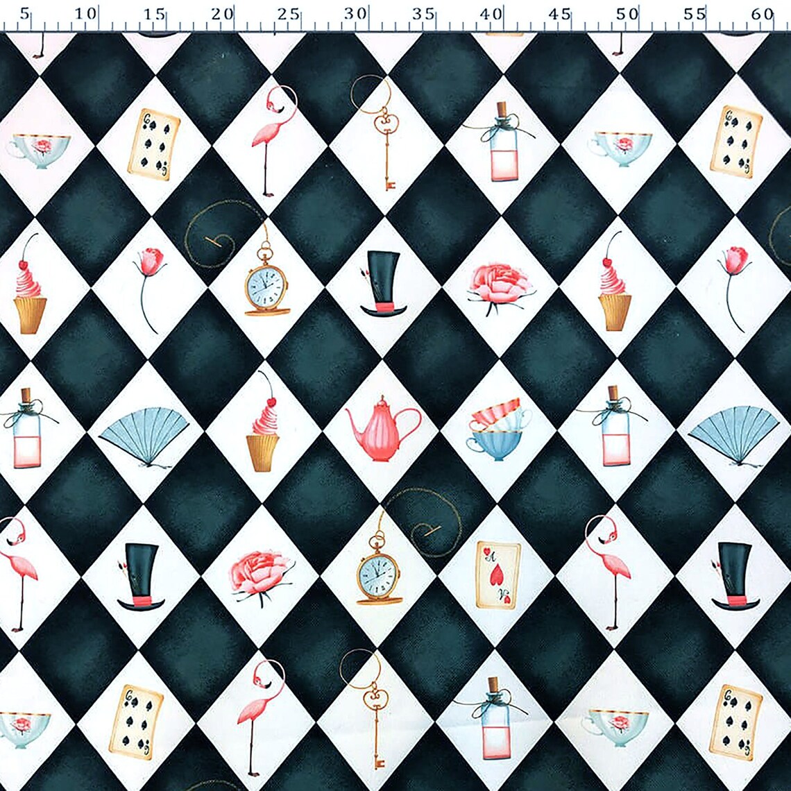 Alice in Wonderland Checkered Shapes Pattern Digital Printed Durable ...