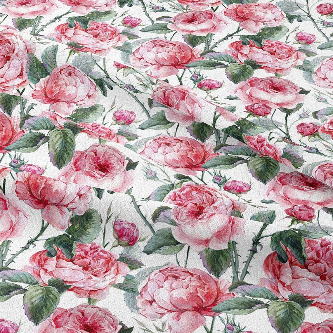 Pink Wild Roses Pattern Digital Printed Decorative Fabric - Etsy