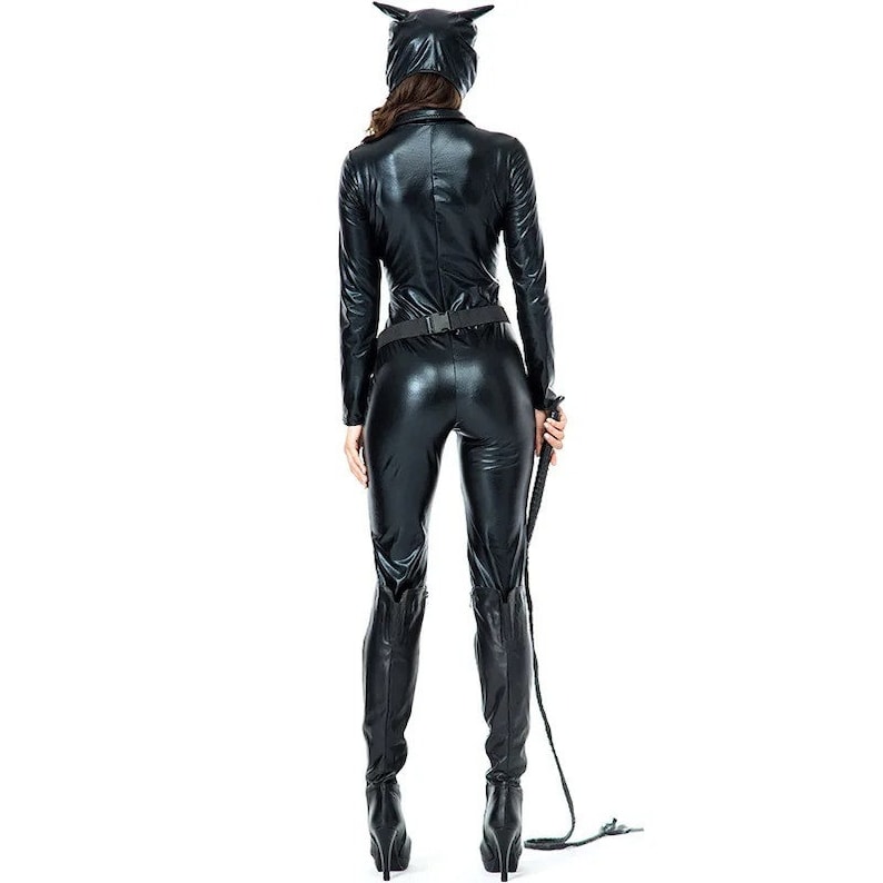 Catsuit Bodysuit Women PVC Latex Catsuit Jumpsuit Catwoman Costume ...