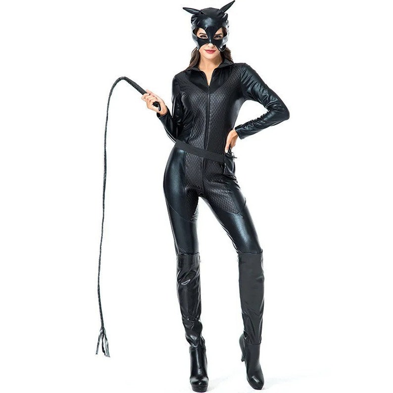 Catsuit Bodysuit Women PVC Latex Catsuit Jumpsuit Catwoman Costume ...