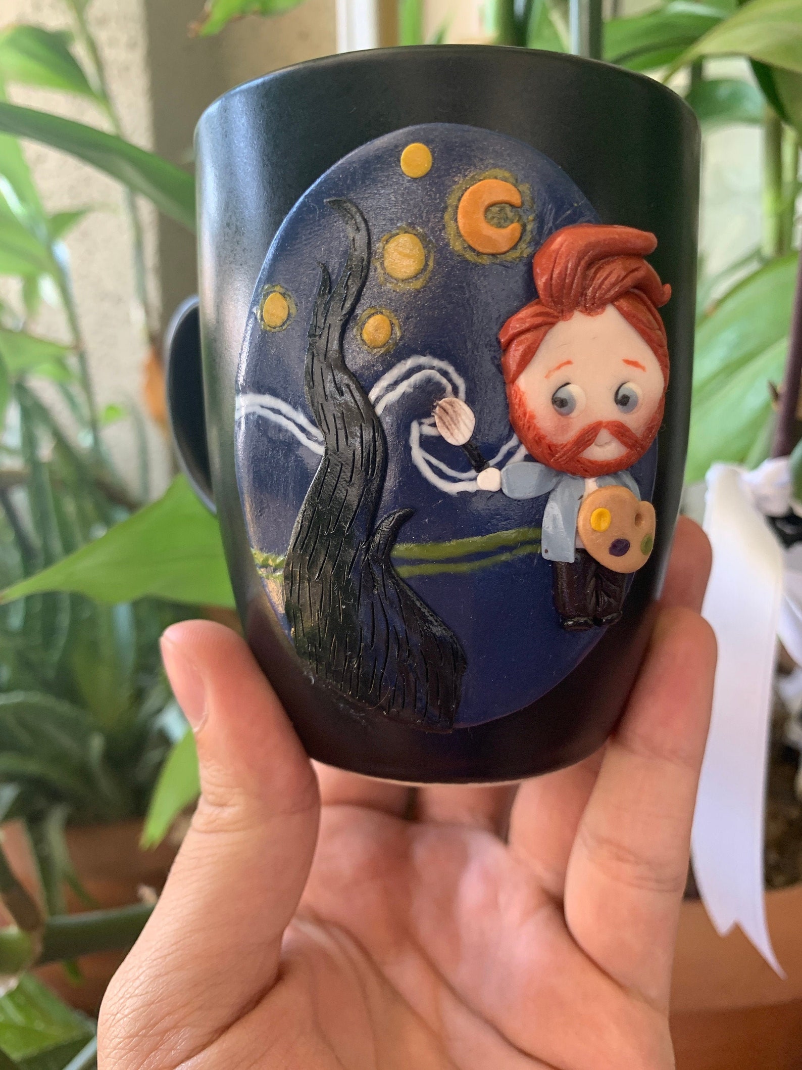 Van Gogh Starry Night Cup Polymer Clay Handmade Mug 10 fl | Etsy