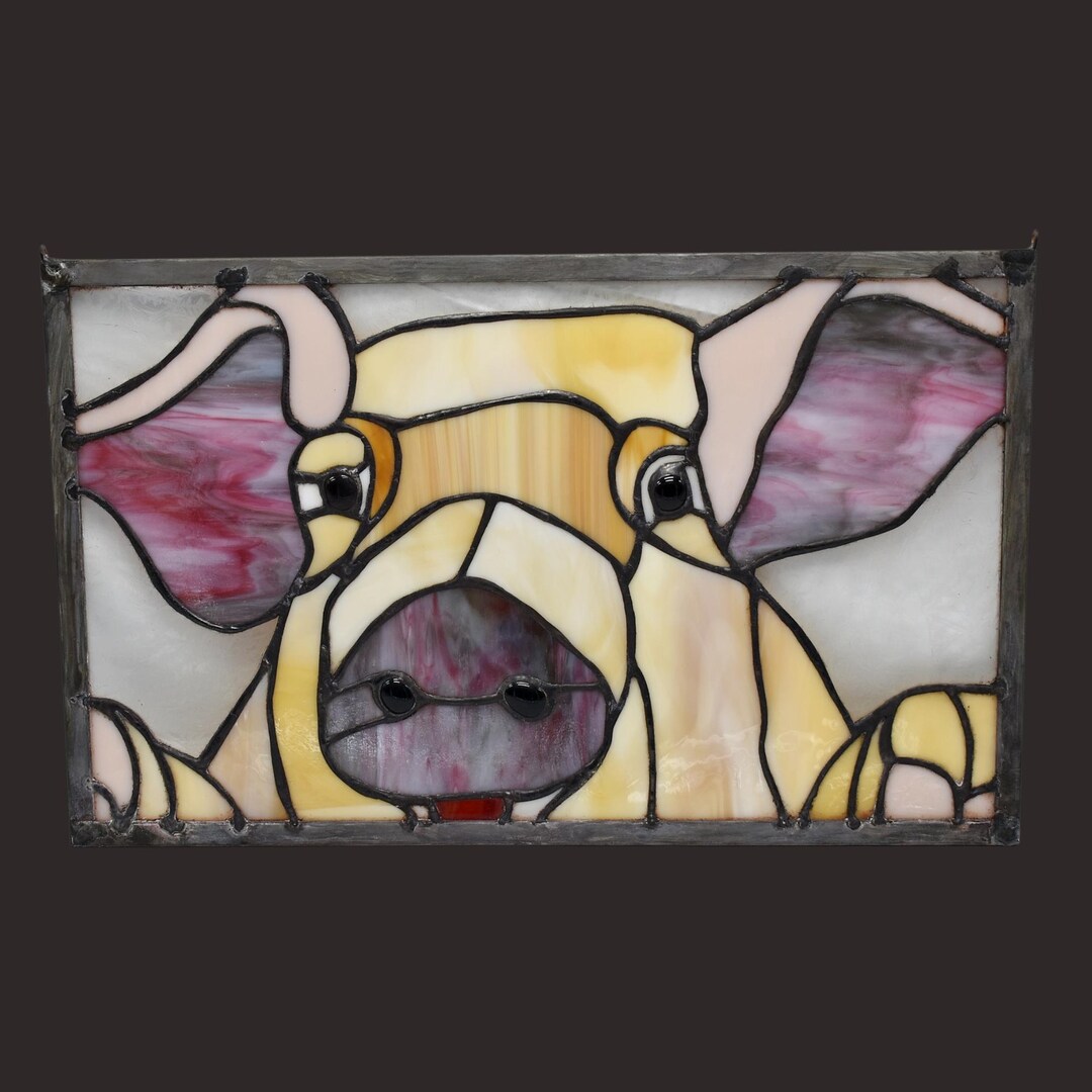 Perfect Pig Stained Glass Panel, Farmhouse Pig Stained Glass Panel ...