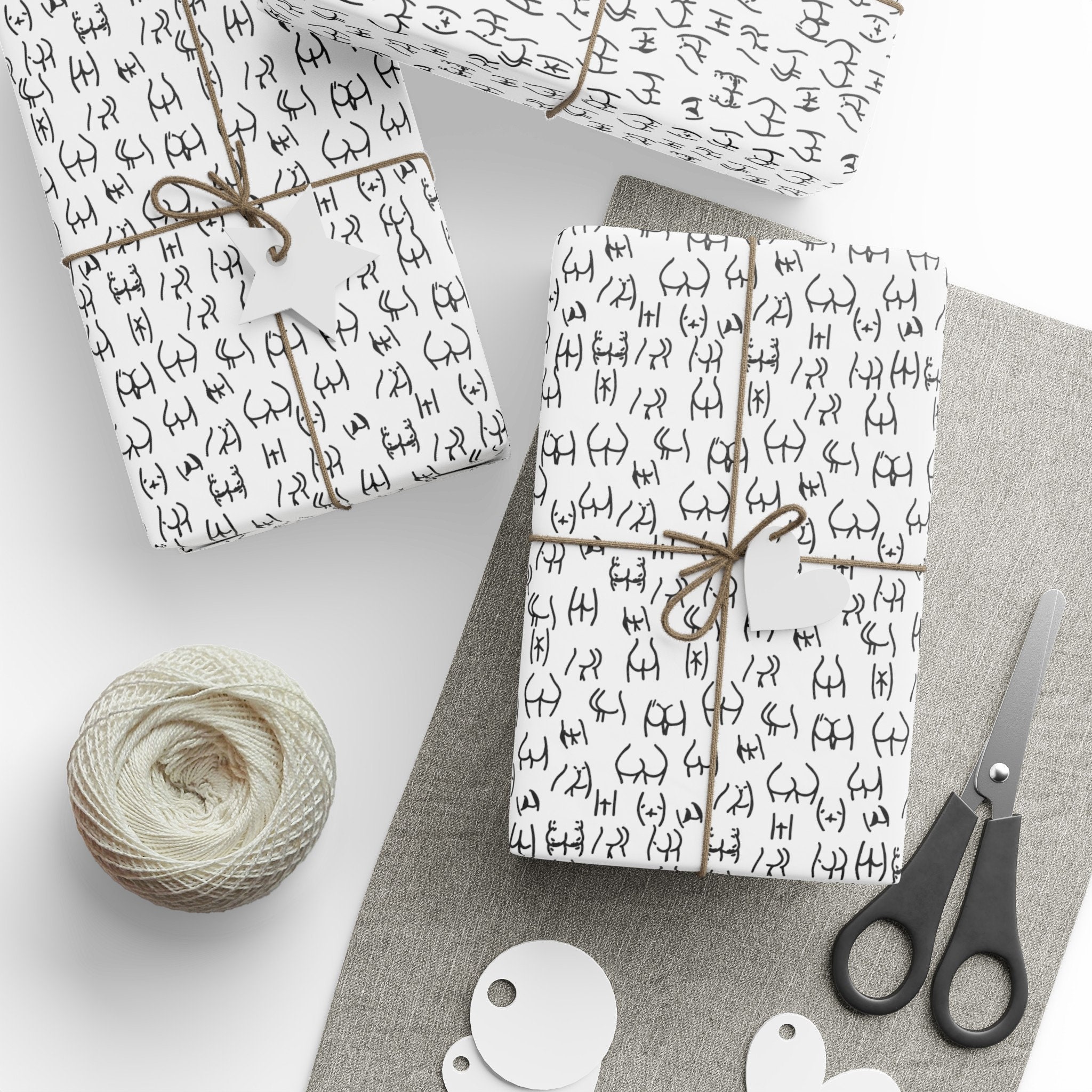 Funny Birthday Wrapping Paper Butt, Bum Gift Wrap, Butt Art, Adult ...