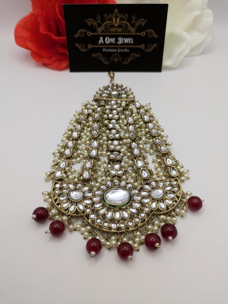 Indian Bridal Kundan Tikka Pearl Matha Patti Wedding Pakistani ...