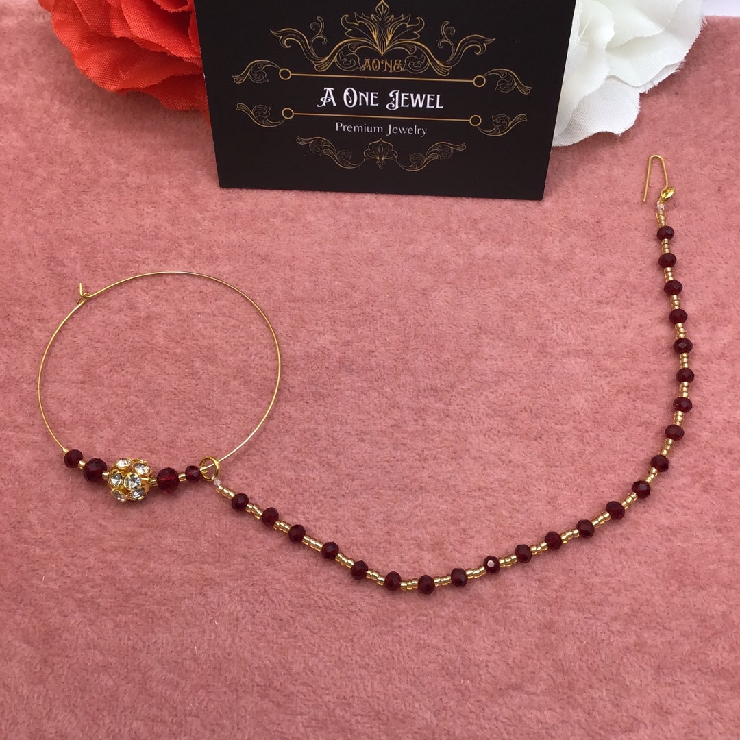Indian Bollywood Style Pearl Nath, Traditional Nose Ring, Pierce Nose ...