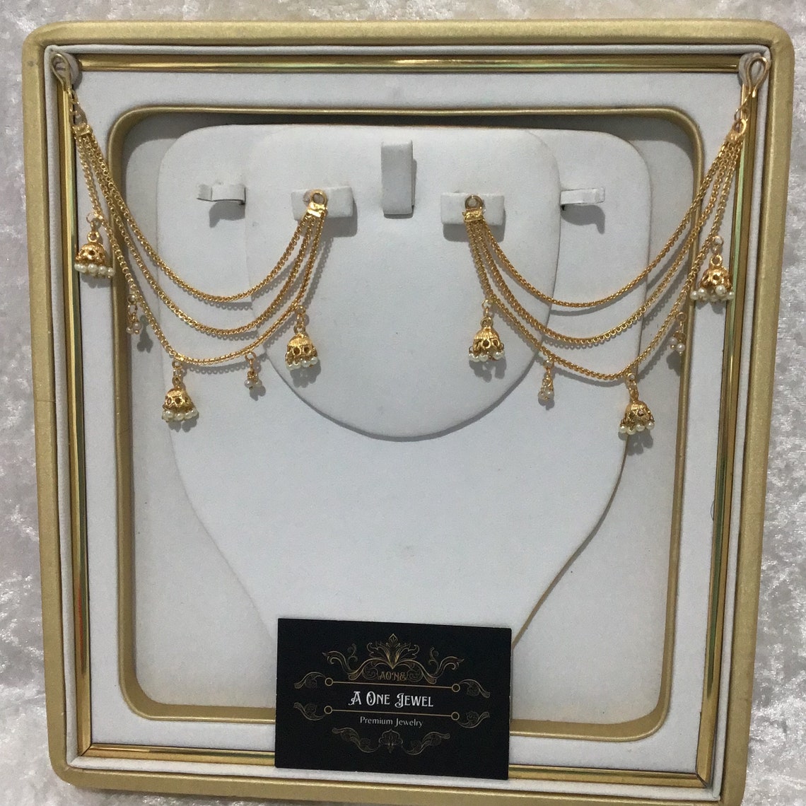 Gold Pearl Ear Chain, Indian Pakistani Jewelry, Detachable Sahara ...