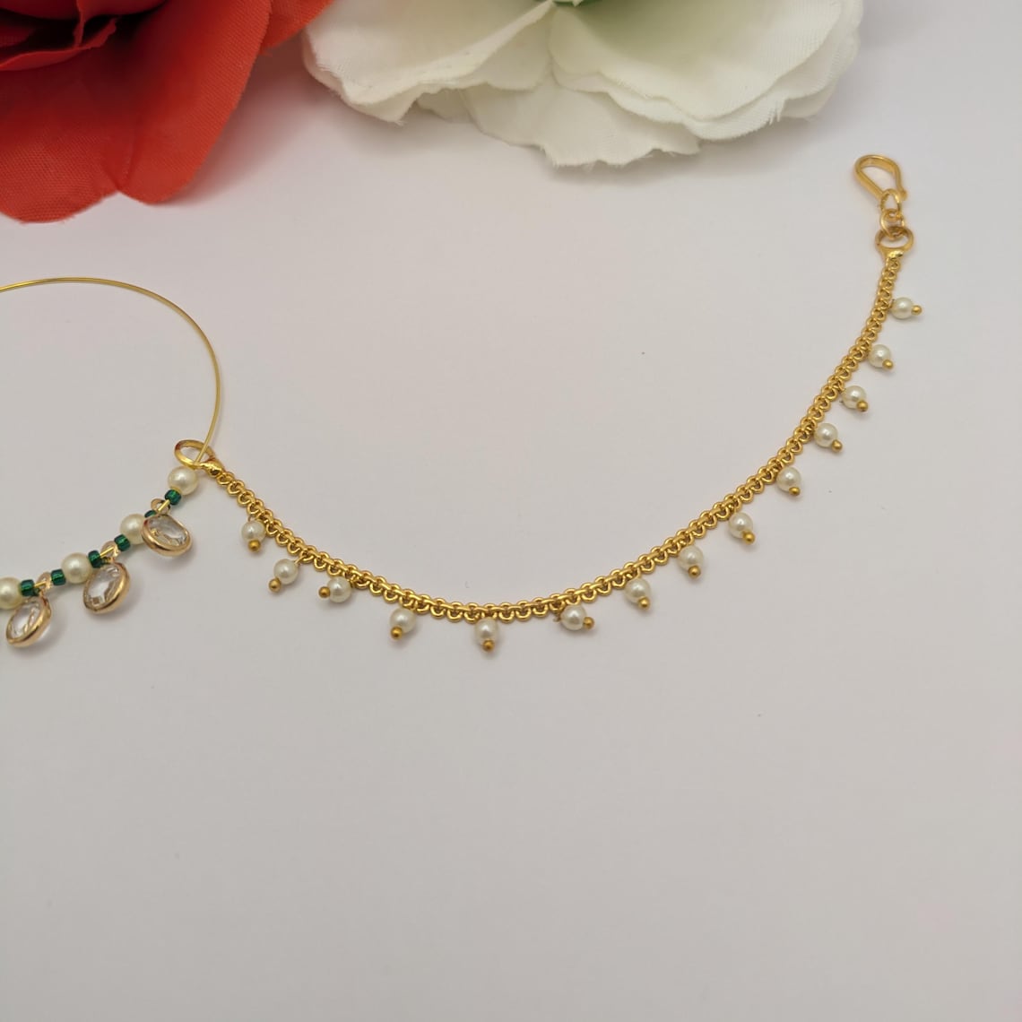 Handmade Gold-plated Pearl Nath, Indian Bridal Nose Ring - Etsy
