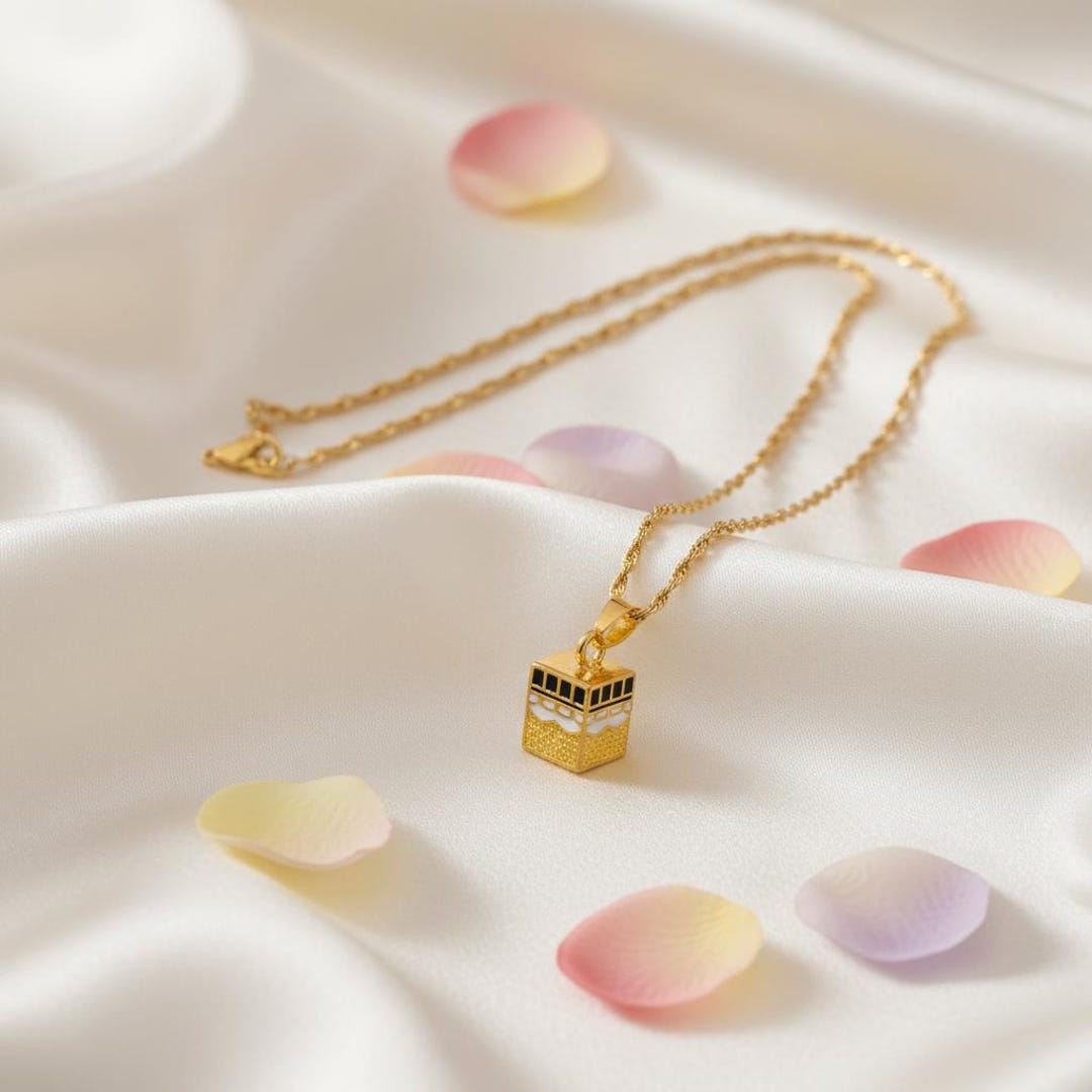 18K Gold Kaaba Pendant Necklace, Islamic Jewelry, Muslim Gift - Etsy