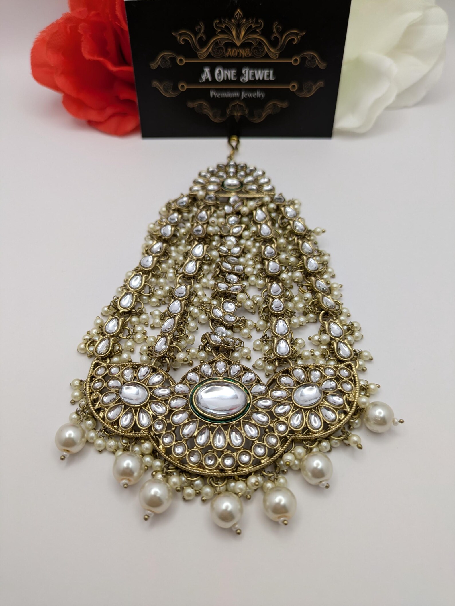 Indian Bridal Kundan Tikka Pearl Matha Patti Wedding Pakistani ...