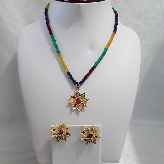 Indian Hyderabadi jadau karan phool mala jewellery se… - Gem