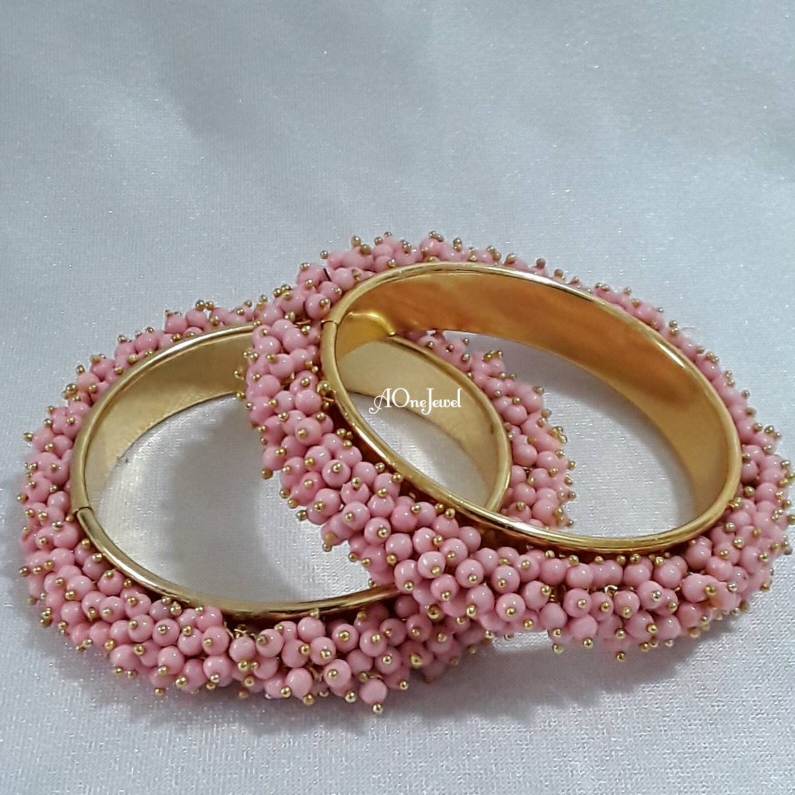 2pcs Pearl Bangles, Gajra Bangles, Kangan, Kara, Bollywood Bangles ...
