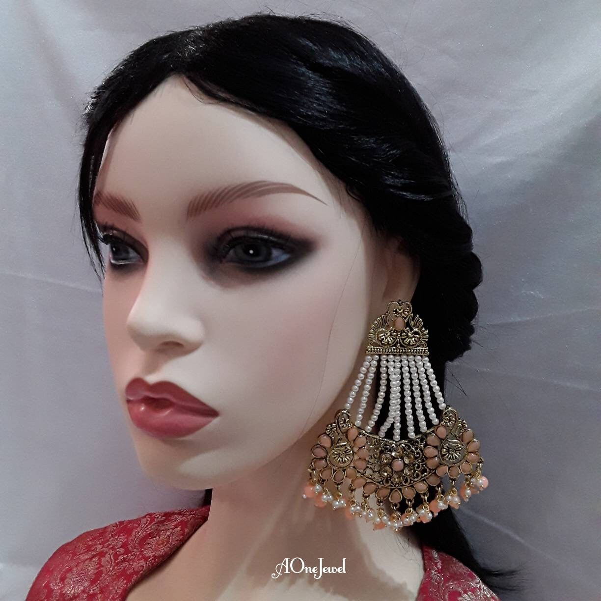 Indian Bollywood Gold Plated Earrings Indian Bridal Earrings - Etsy UK