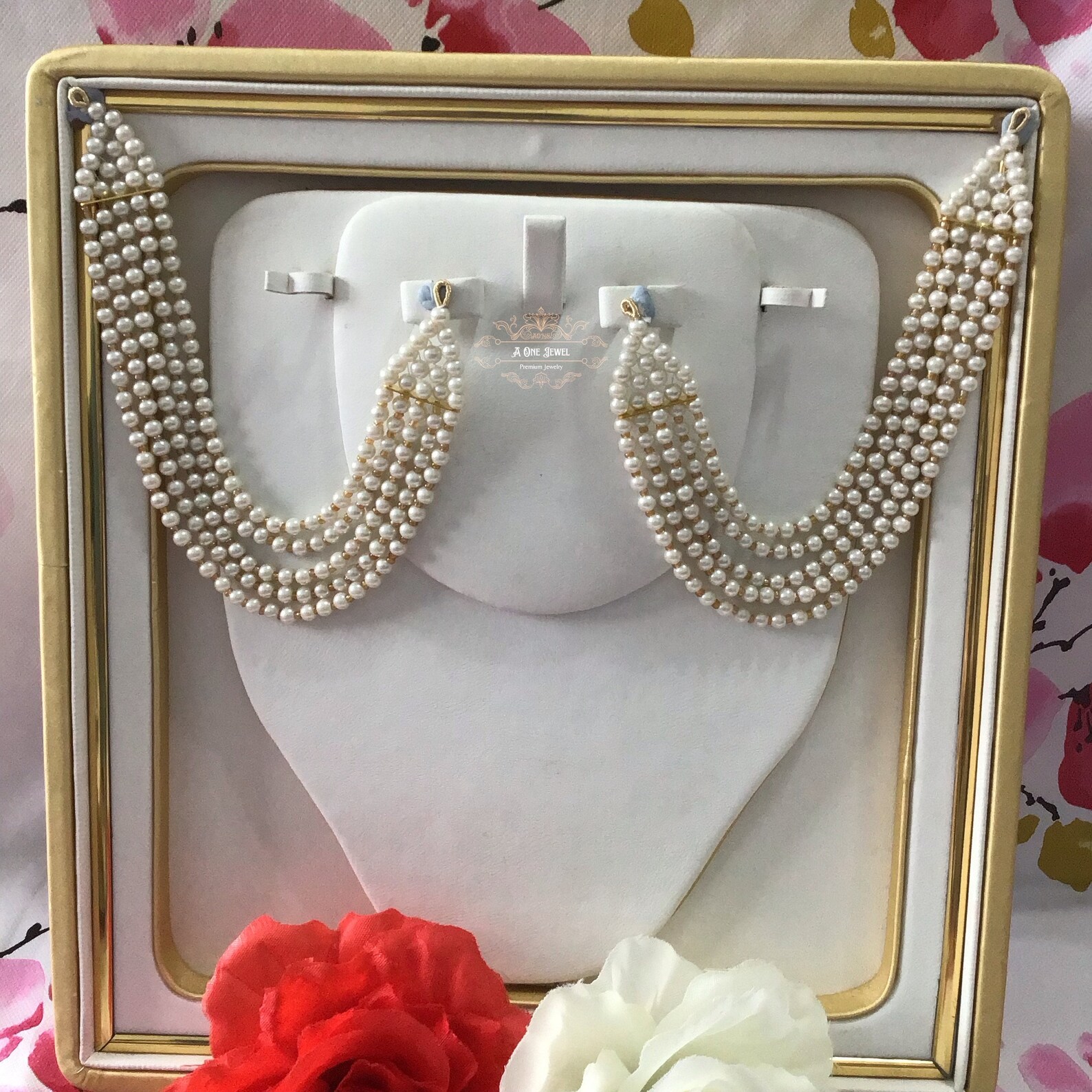 Gold Pearl Sahara Ear Chain, Indian Pakistani Jewelry - Etsy