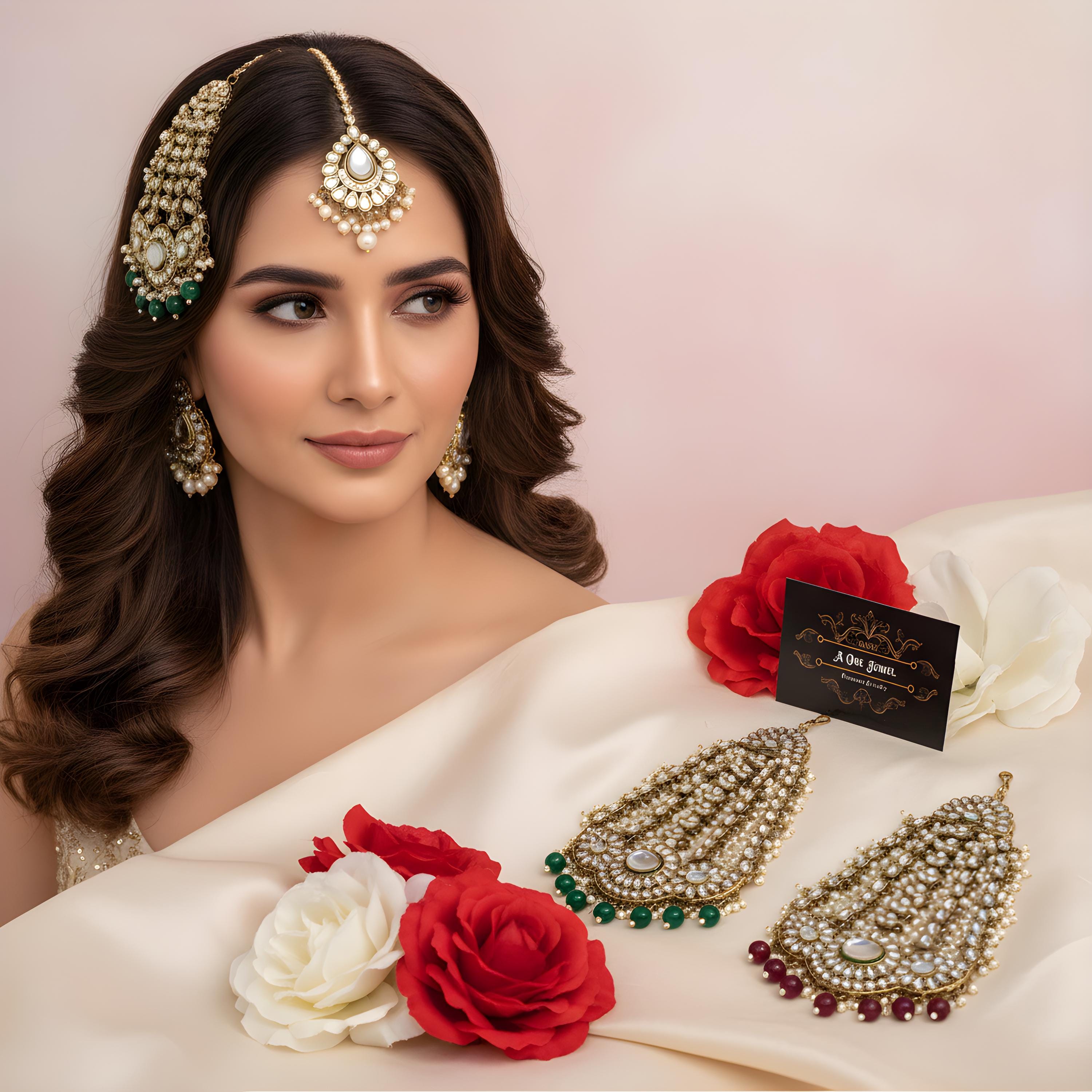 Indian Bridal Kundan Tikka Pearl Matha Patti Wedding Pakistani ...